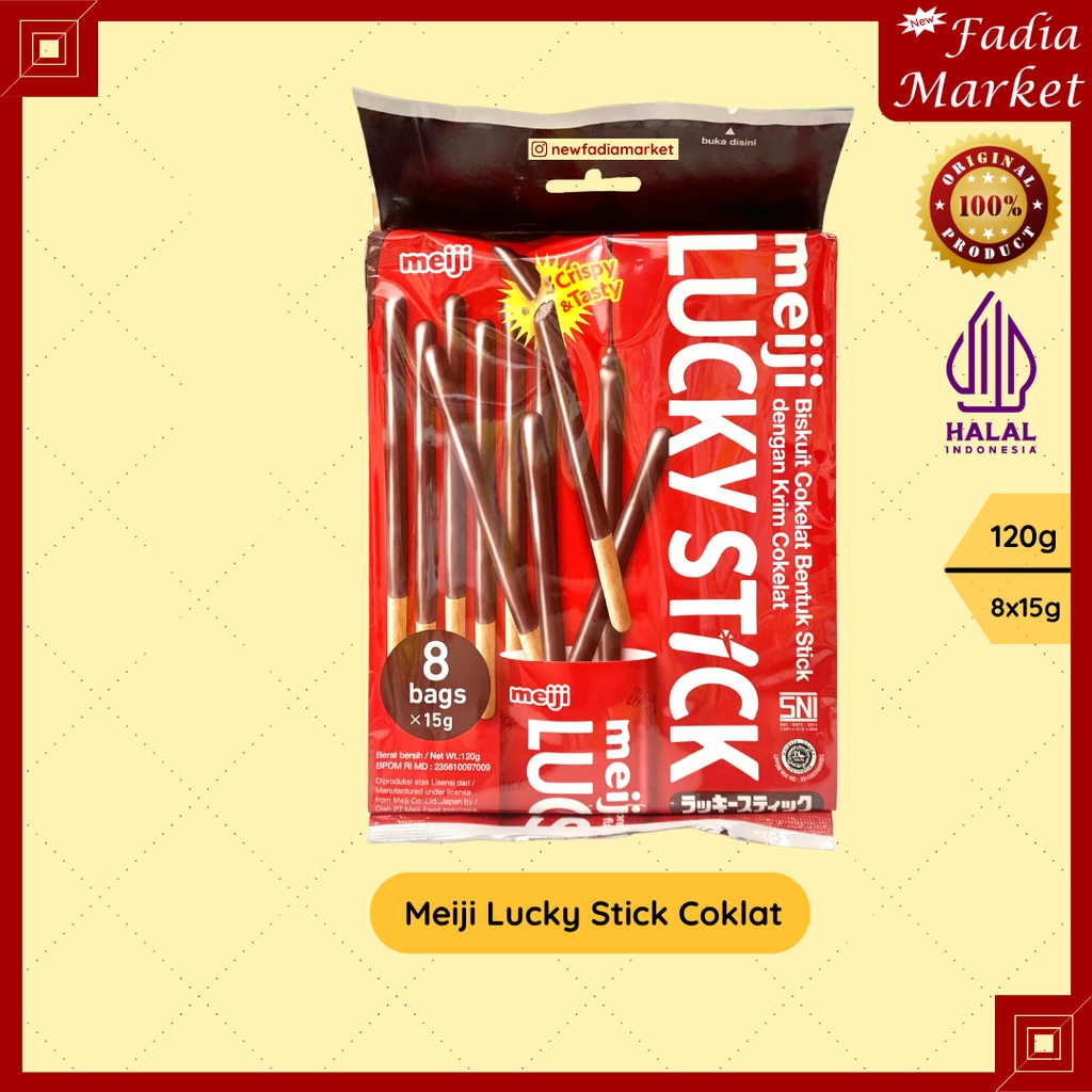 Jual Meiji Lucky Stick Snack Panjang Coklat [120g - 8x15g] | Shopee ...