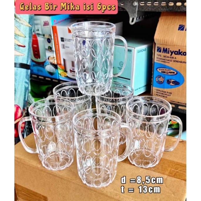 Jual Gelas Bir mika isi 6pcs / Gelas Beer Berbahan Arcylic Tebal ...