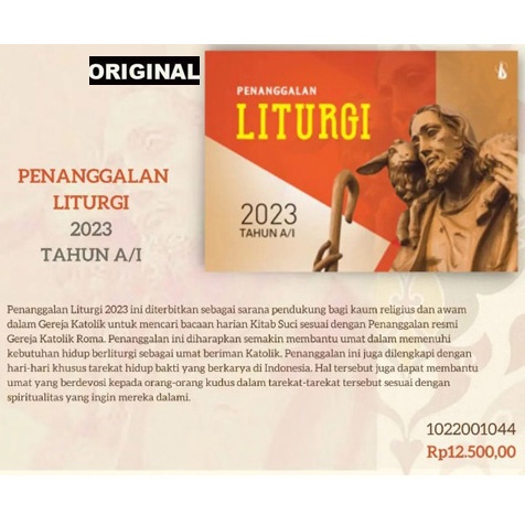 Jual PENANGGALAN LITURGI 2023 TAHUN A/I Resmi Gereja Katolik Roma - Buku Katolik Original ...