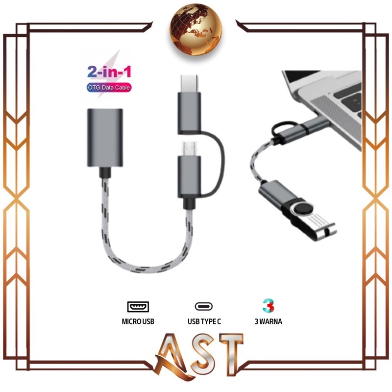 Jual Kabel OTG 2 in 1 Type C / Micro otg Multifungsi Bahan Besi Hight ...