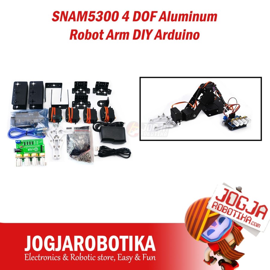 Jual SNAM5300 4 DOF Aluminum Aluminium Alumunium Metal Robot Arm DIY ...