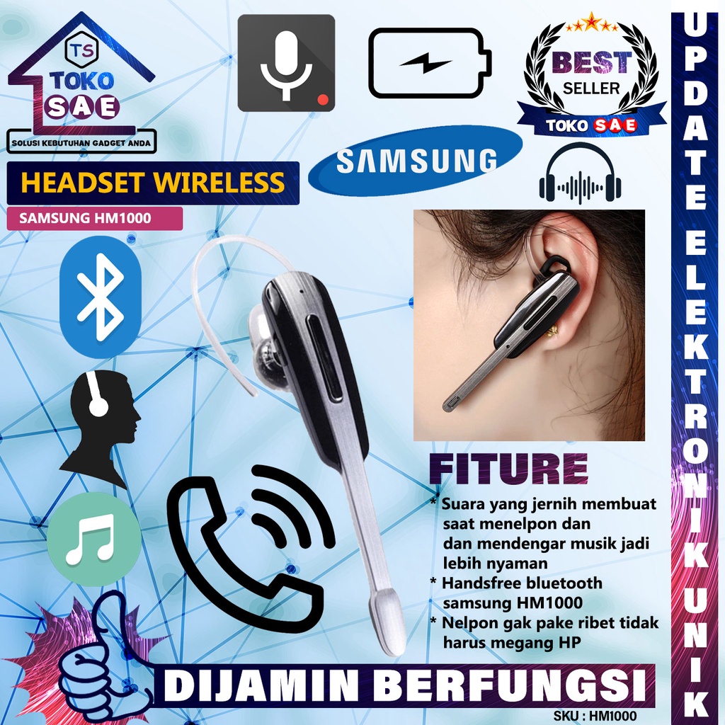 Jual Handsfree Bluetooth Samsung HM - 100 Stereo | Shopee Indonesia