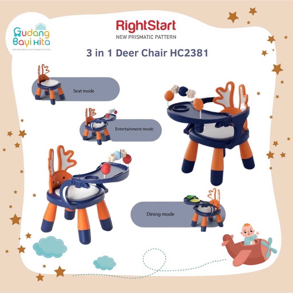 Jual Right Start HC 2381 3in1 Deer Chair With Toys (kursi makan anak) | Shopee Indonesia
