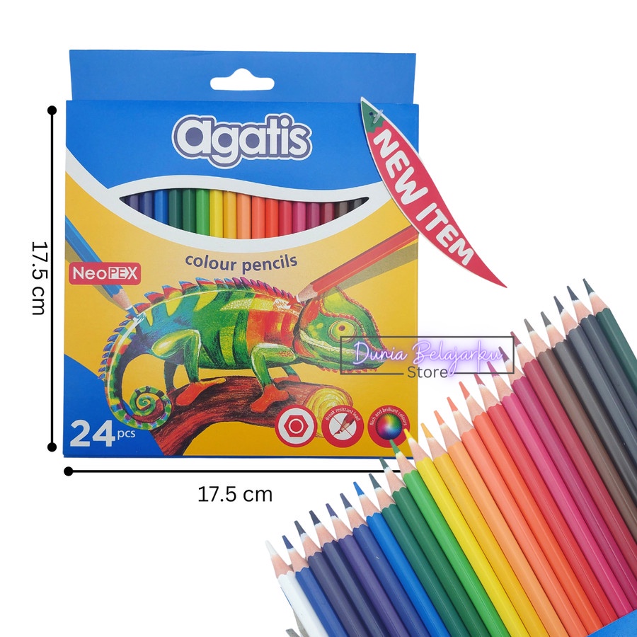 Jual Pensil Warna Agatis 24 Warna Panjang 24L Menggambar Colour Pencil ...