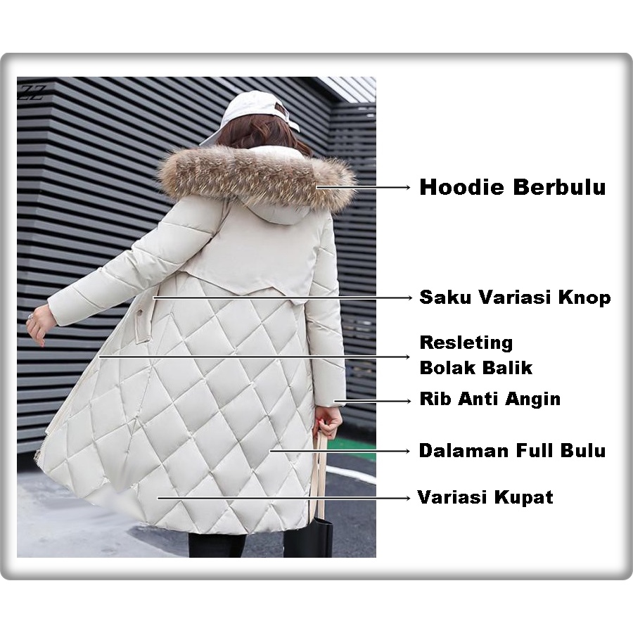 Jual M STORE 1208 JAKET WINTER BULU TEBAL MUSIM DINGIN GUNUNG OUTDOOR SKY BULANG KEMBUNG PANJANG ...