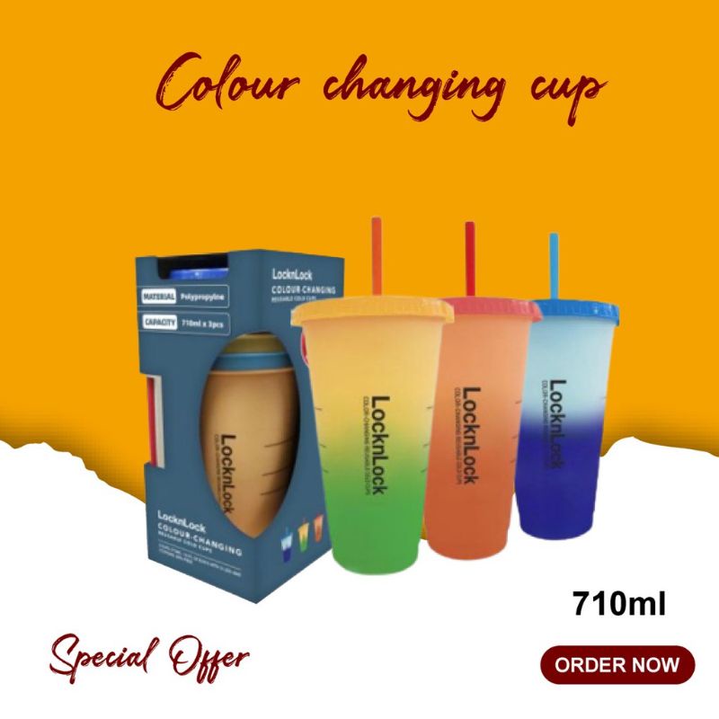 Jual LocknLock Color Changing Reusable cold cup set 710ml HAP656S3 ...