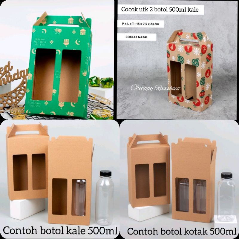 Jual Box Natal 2 Botol Kale 500ml Box Minuman Box Lebaran 2 botol 500ml Box Lebaran Botol Kale ...