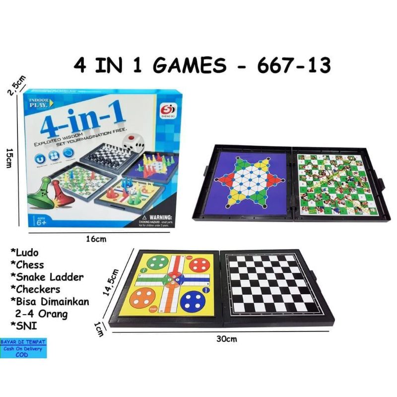 Jual Mainan Board Game Ular Tangga Magnet Magnetic 4 in 1 Catur Ludo Halma murah | Shopee Indonesia