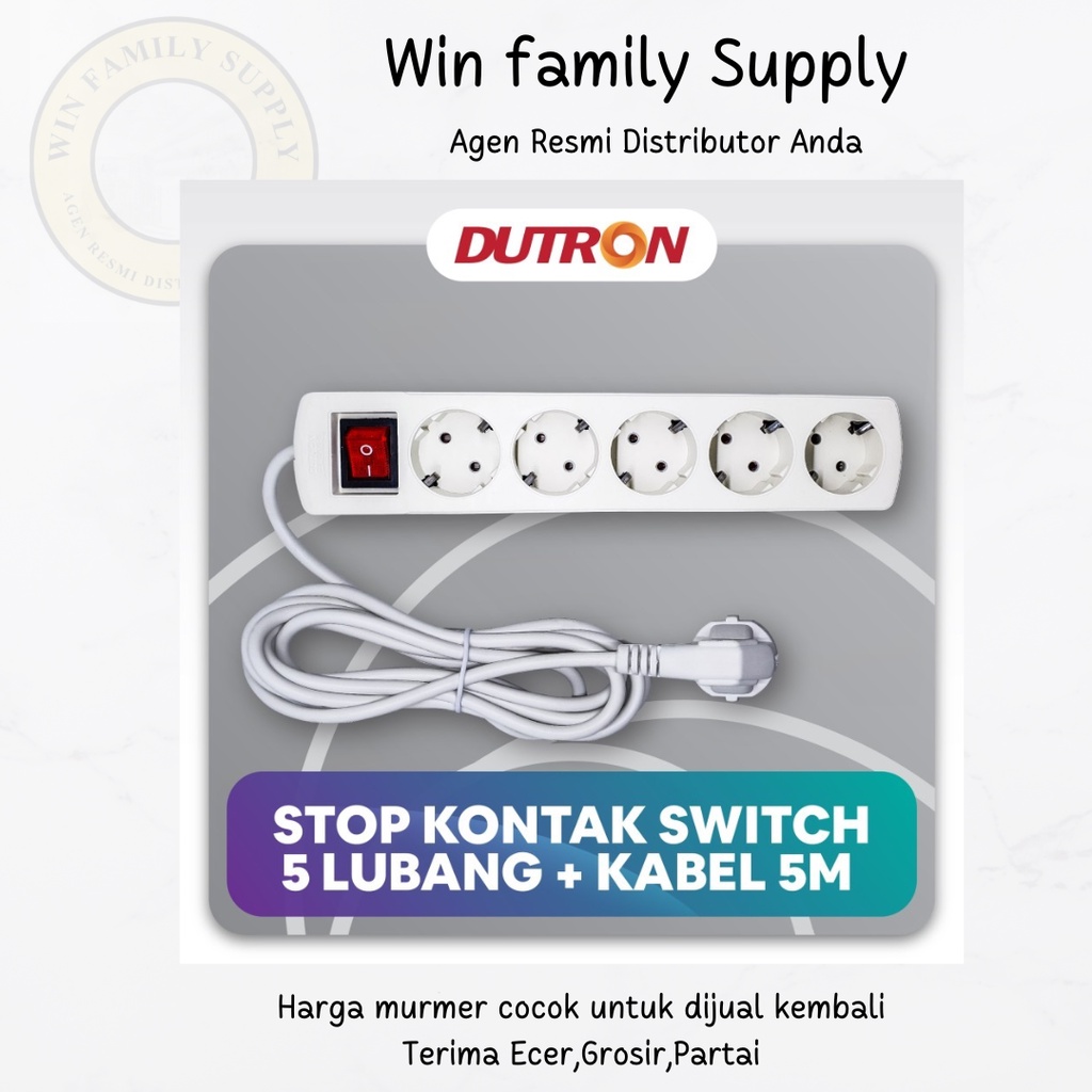 Jual STOP KONTAK 5 LUBANG SWITCH + KABEL 5 METER DUTRON | Shopee Indonesia