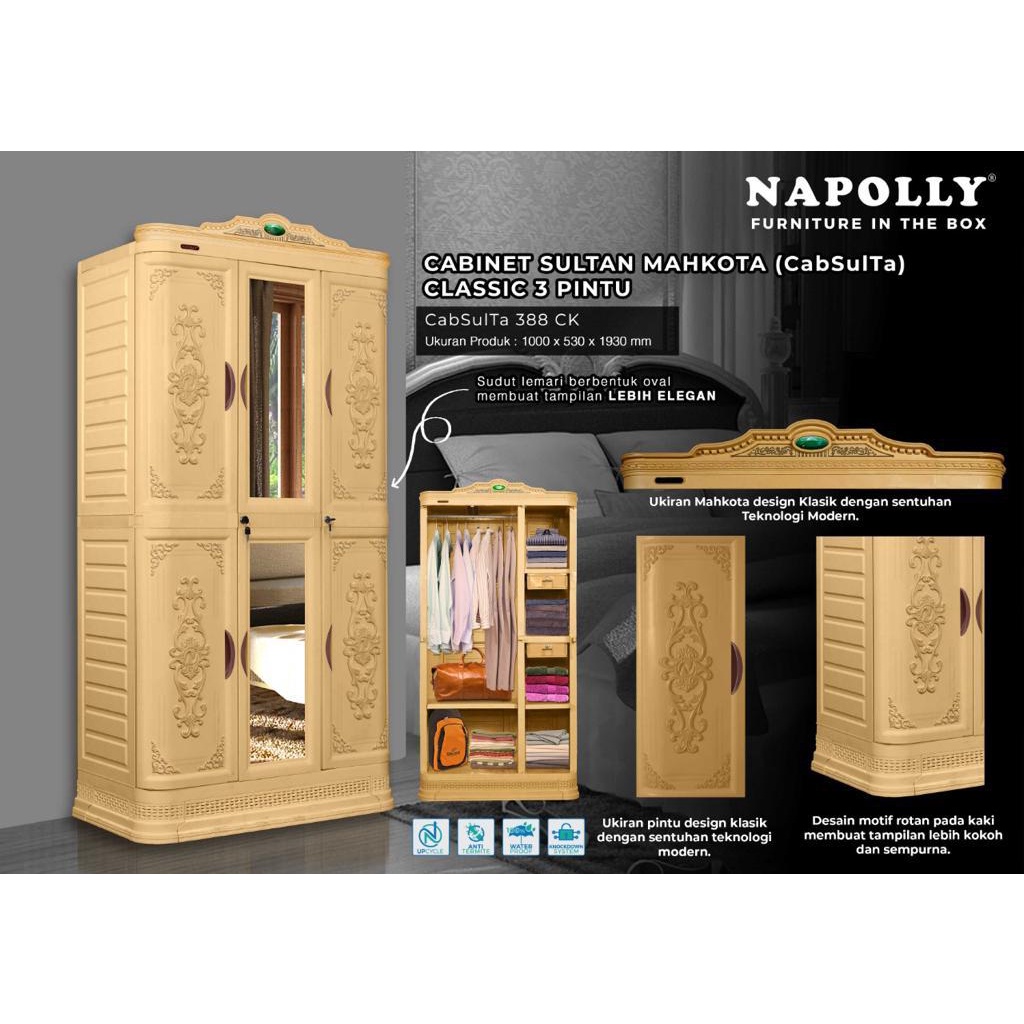 Jual Lemari napolly 3 pintu CABINET SULTAN MAHKOTA/ Lemari plastik 3 ...
