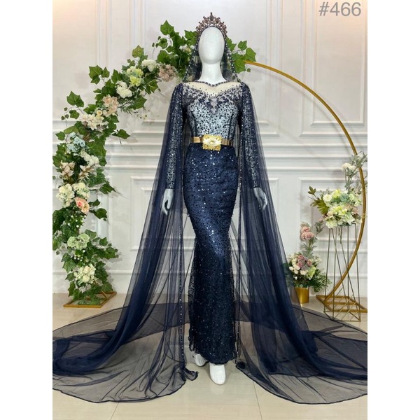 Jual GAUN PENGANTIN SLIM NAVI FULL PAYET | Shopee Indonesia