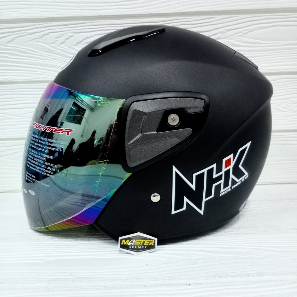 Jual Helm NHK R7 Solid Gunmate Doff Abu Dop Half Face Single Visor ...