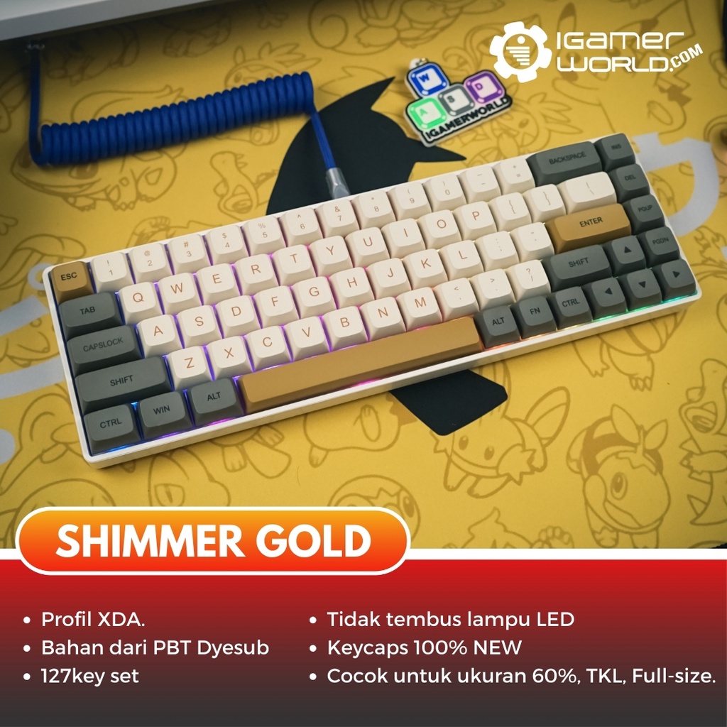 Jual Keycaps Shimmer Gold XDA Profile PBT 127 Keys for Mechanical ...