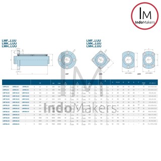 Jual LMF30LUU / LMF 30 LUU Longer Linear Motion Round Flange Bearing ...