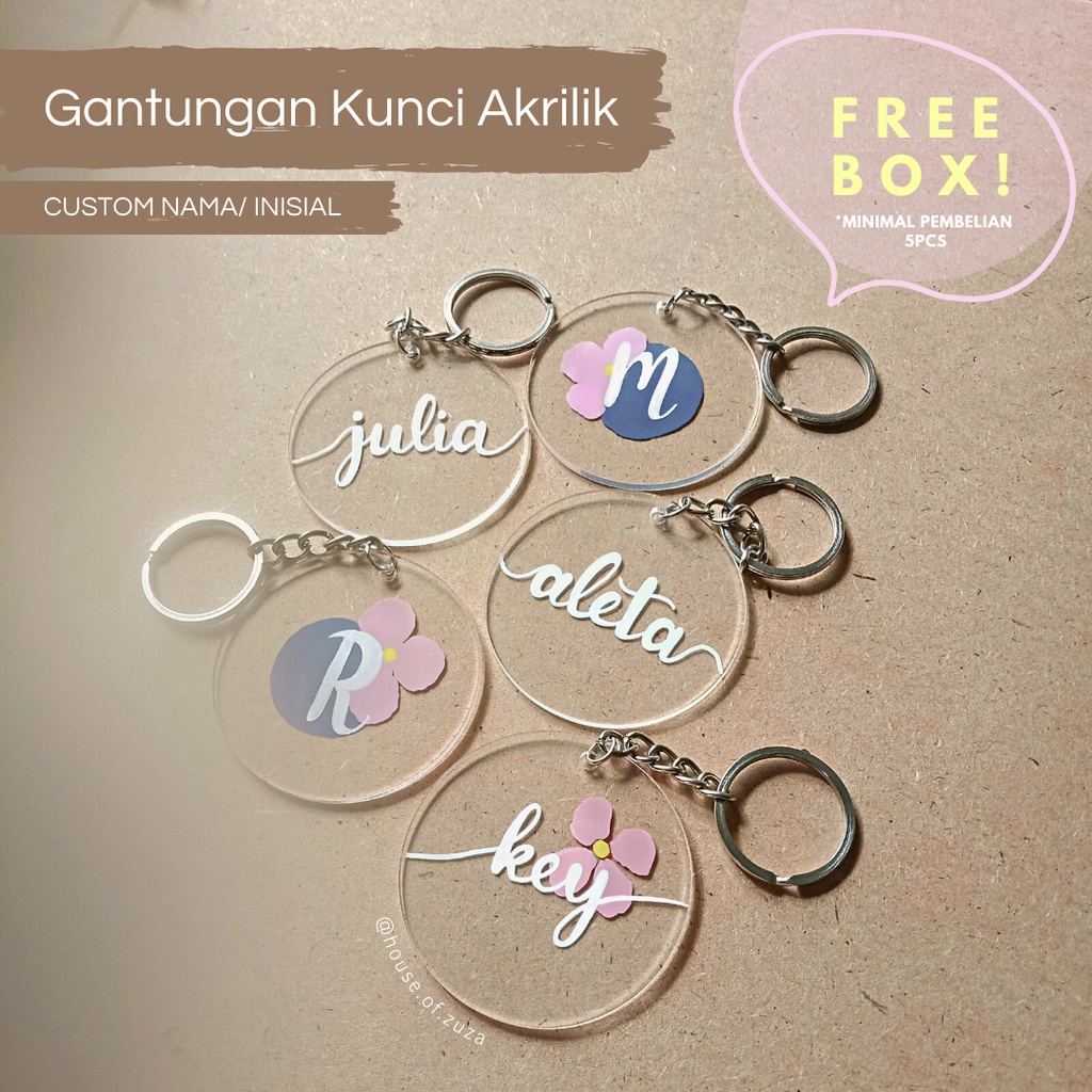 Jual GANTUNGAN KUNCI AKRILIK CUSTOM/ GANCI CUSTOM NAMA/ INISIAL/ ACRYLIC KEYCHAIN CUSTOM ...