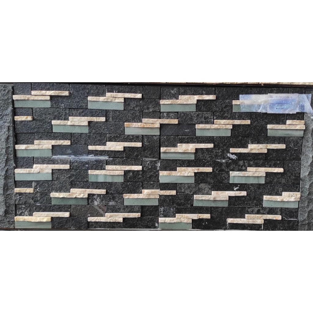 Jual BATU ALAM WALLCADING/mozaig MOTIF ANDESIT KOMB HIJAU PUTIH 20X40 ...