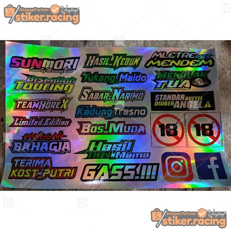 Jual Stiker Racing Pack Kata Kata Racing Merk RCB isi 20 Pcs | Shopee ...