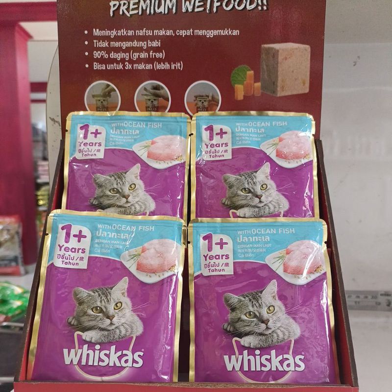 Jual promo!! whiskas sachet ocean fish makanan kucing sachet 80gr ...