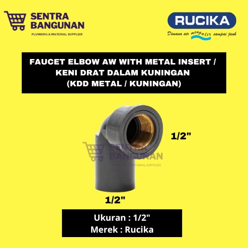 Jual KDD KUNINGAN AW 1/2" FITTING PVC RUCIKA | KNEE / KNIE DRAT DALAM | FAUCET ELBOW WITH BRASS ...