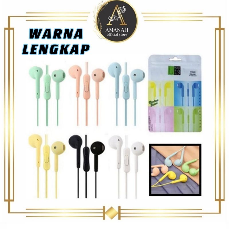 Jual HEADSET MACARON MAKARON U19 HF STEREO EXTRA BASS HANDSFREE MATTE ...
