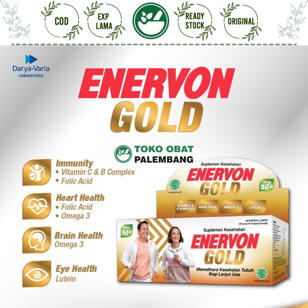 Jual 1 BOX ENERVON GOLD ISI 50 KAPSUL 10 STRIP ENERVON C GOLD LUTEIN OMEGA | Shopee Indonesia