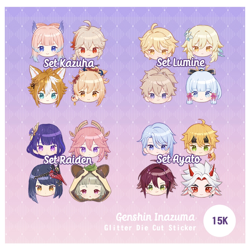 Jual Genshin Impact Glitter Die Cut Sticker Set Inazuma Sangonomiya Kokomi Sayu Kaedehara Kazuha ...