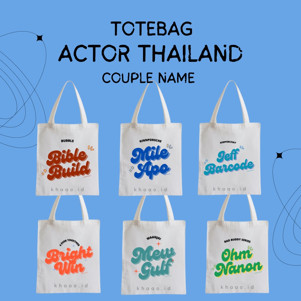 Jual Totebag Tote bag Thai Actor Couple Name Thailand Actor Merchandise thailand mewgulf ...