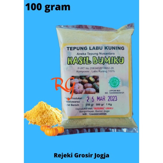 Jual Tepung Labu Kuning organik kemasan 100 gram/Tepung Labu Kuning ...