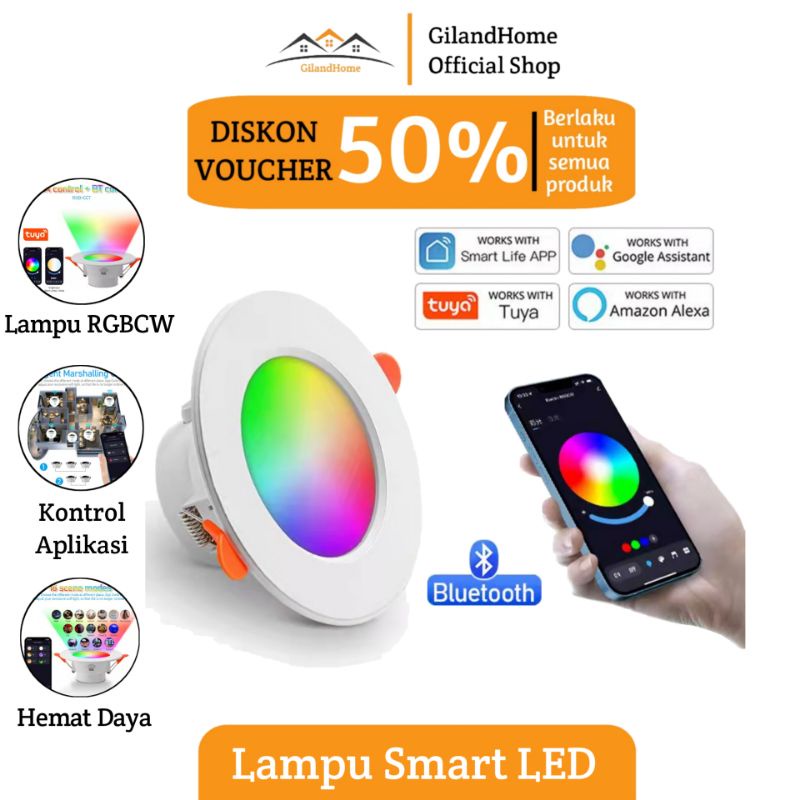 Jual Lampu Smart LED Tuya Downlight Bluetooth Support Wifi 10watt RGB+WH+W | Shopee Indonesia