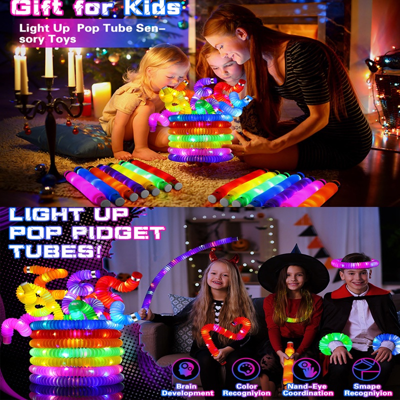 Jual Mainan Pop Tube LED Pop Tubes LED Fidget Pop Tubes Sensory Toys ...