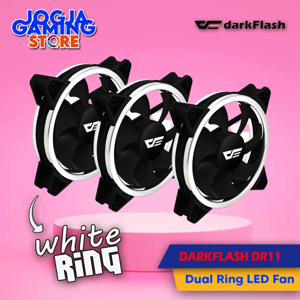 Jual PAKET 3 FAN DARKFLASH DR11 WHITE RING LED 12CM FAN CASE | Shopee ...