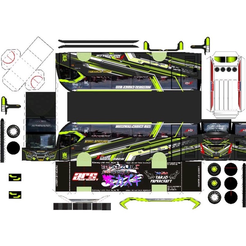 Jual Lembaran Pola PaperCraft Bus KING ICHSAN SR2 XHD PRIME Skala 1:50 ...
