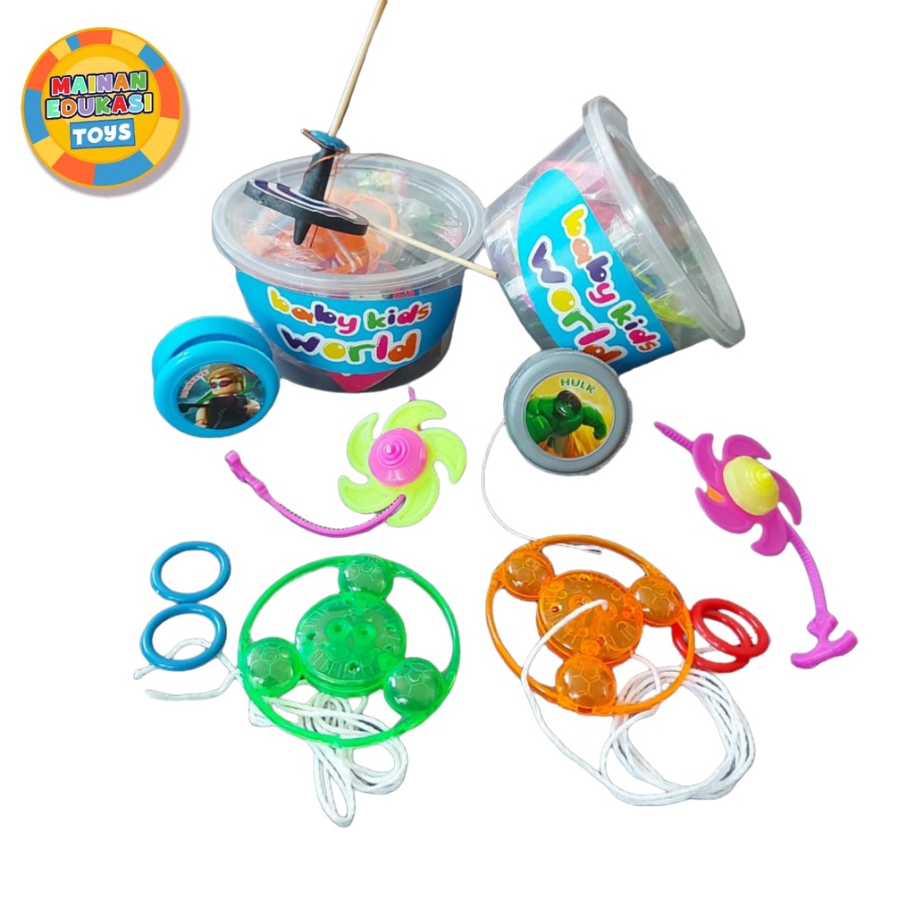 Jual Mainan jadul Yoyo Gasing Mix Set 4in1 Gasing Tarik Gasing Jadul ...