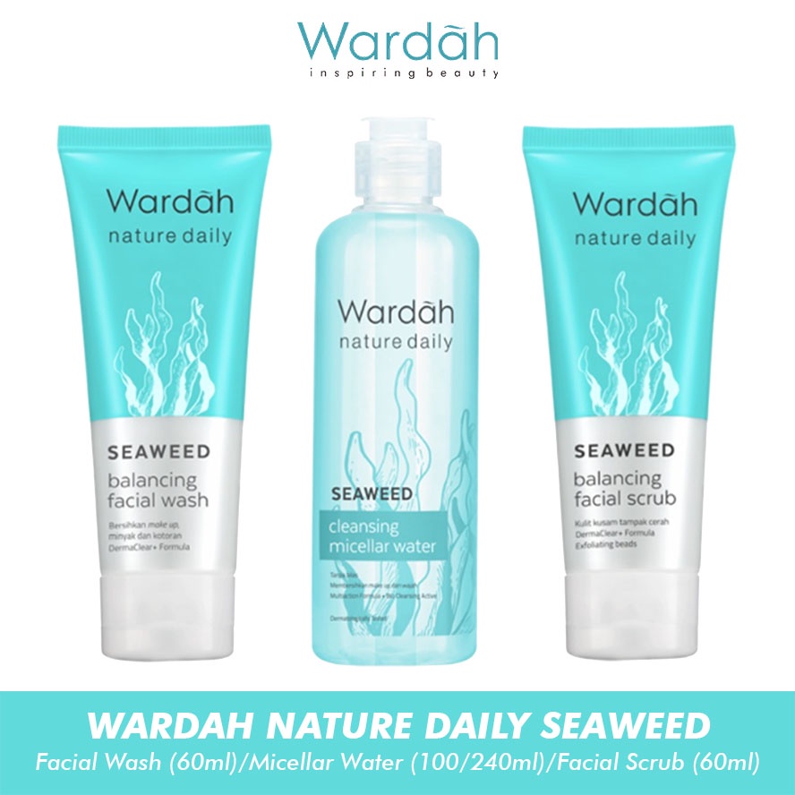 Jual Wardah Nature Daily Seaweed Facial Wash/Scrub/Micellar Water ...