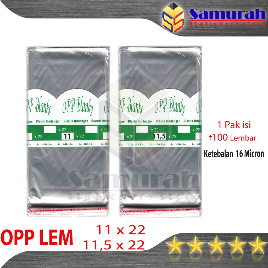 Jual Plastik OPP Lem Seal 11 x 22 / 11,5 x 22cm tipis 16 micron isi 100 Lbr / 11x22 - 11.5x22 cm ...
