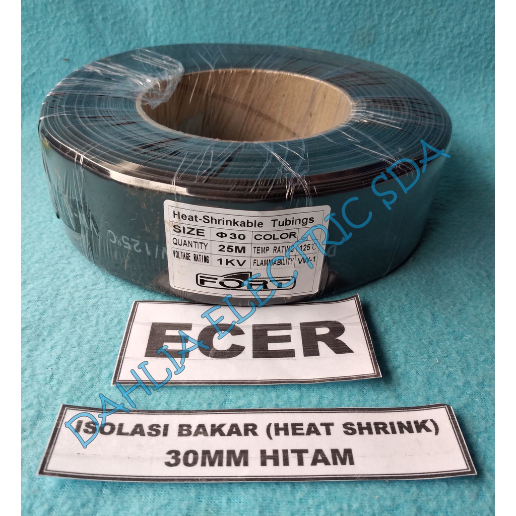 Jual ISOLASI BAKAR ( HEAT SHRINK ) 30MM HITAM ECERAN (HARGA PER METER ...