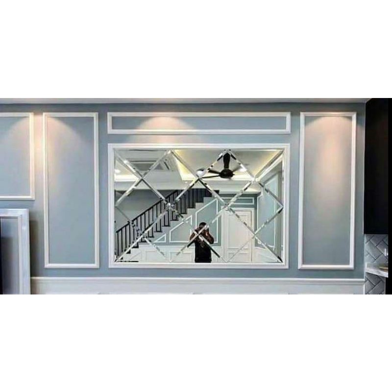 Jual costum kaca cermin bevel dekorasi dinding bevel 1,5cm | Shopee ...