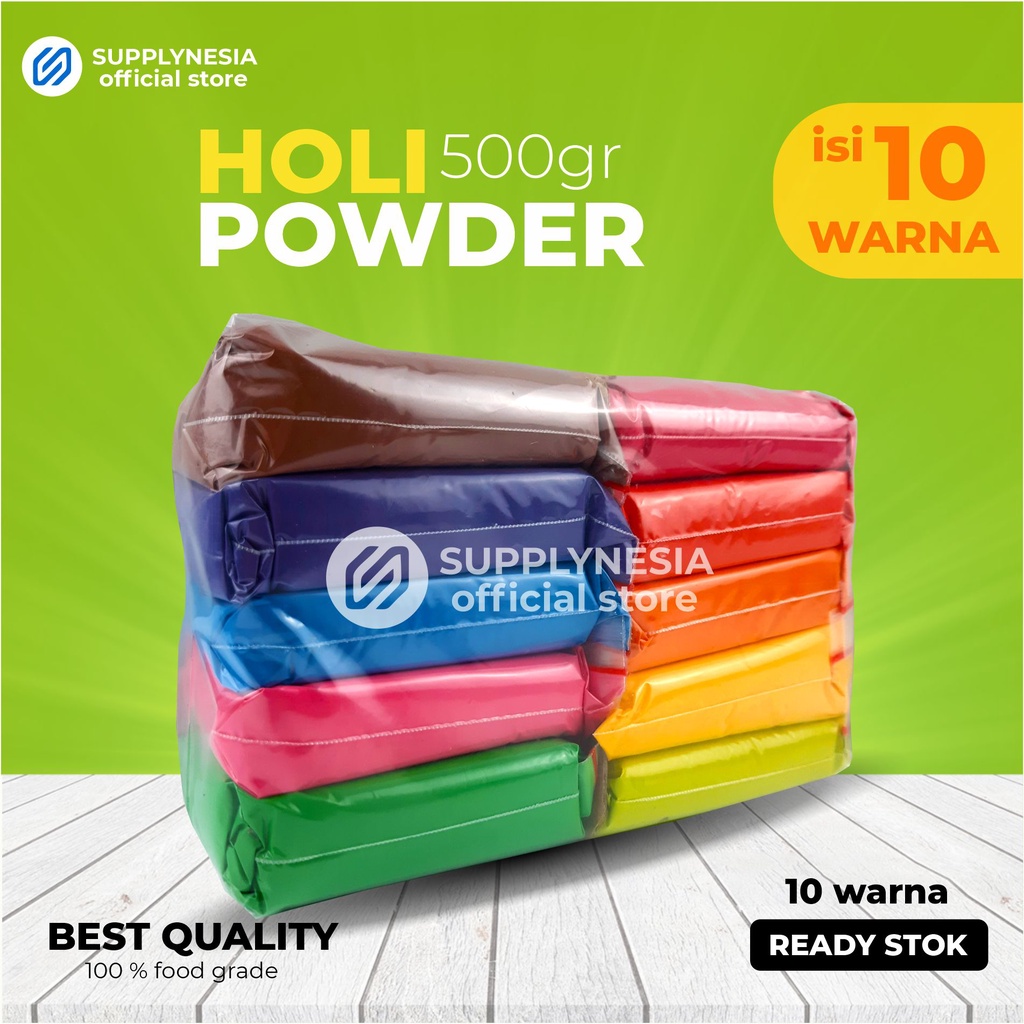 Jual Holi Powder 500gr isi 10 warna / tepung warna / bubuk warna ...