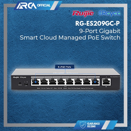 Jual Ruijie Reyee RG-ES209GC-P 9Port Gigabit Smart Cloud Managed PoE ...