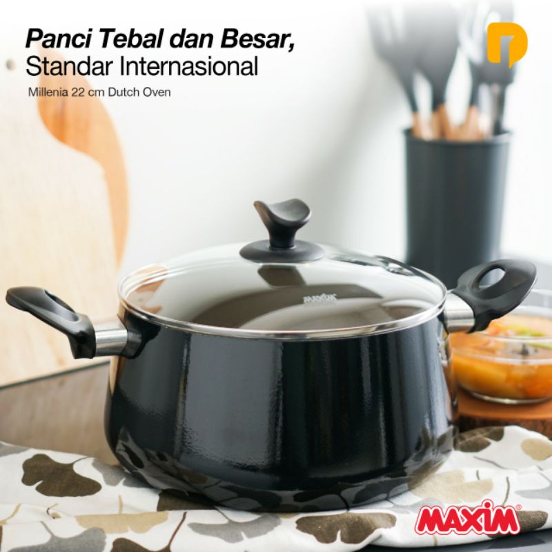 Jual PANCI BULAT MASAK DUTCH OVEN 22 CM CASSEROLE FRYPAN MAXIM PANCI ...