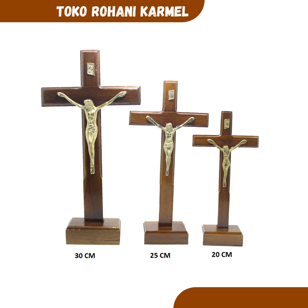 Jual SALIB DUDUK KATOLIK 25 CM / SALIB MEJA KATOLIK / PATUNG SALIB ...