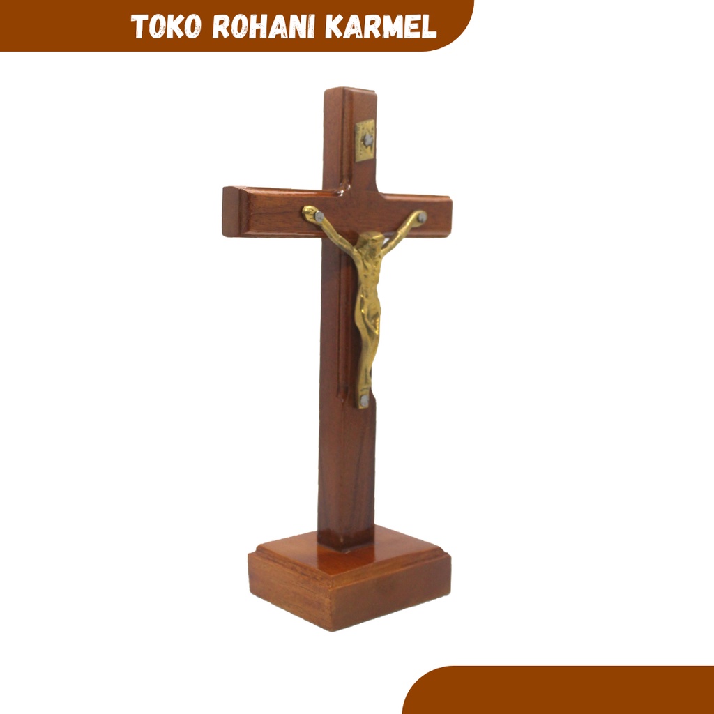Jual SALIB DUDUK 20 CM KORPUS KUNINGAN / SALIB MEJA KATOLIK / PATUNG ...