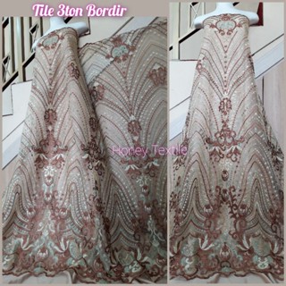 Jual Kain Tile/Tulle 3ton Motif Merambat, kain tile brokat, tile Bordir ...