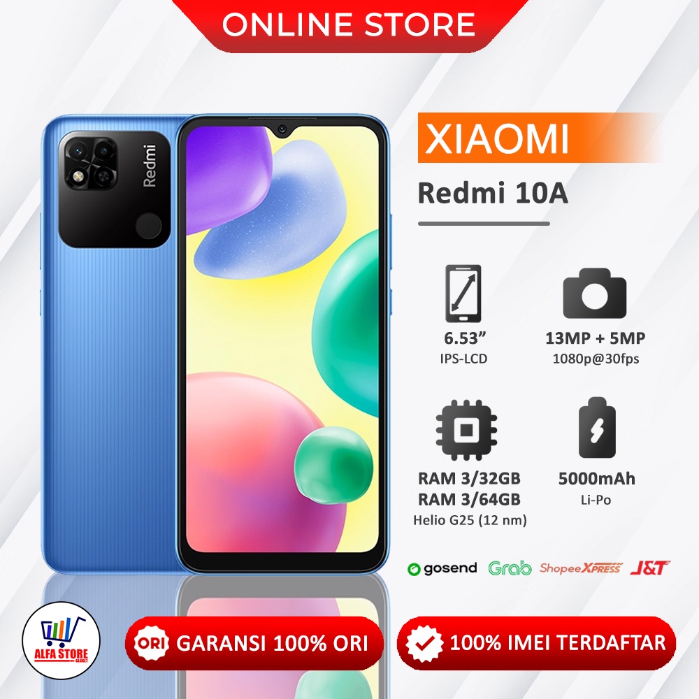 Jual Handphone xiaomi redmi 10a ram 4/64gb ram 3/64gb ram 3/32gb garansi resmi | Shopee Indonesia