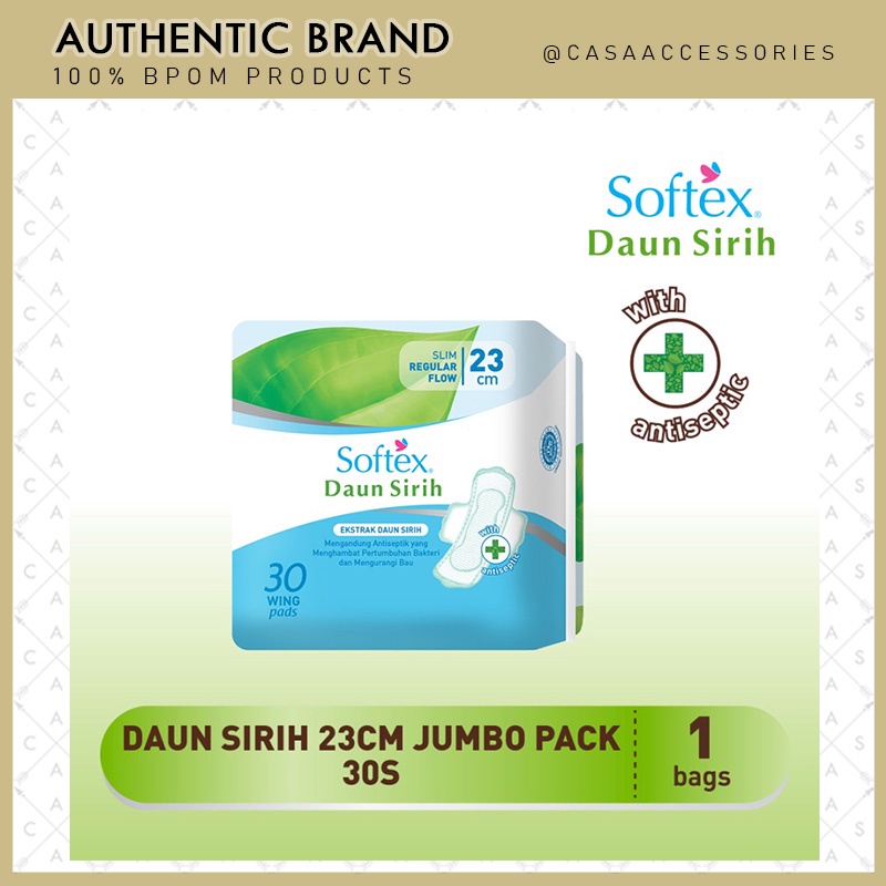 Jual Softex Daun Sirih Regular Flow 23 Cm Jumbo Pack isi 30 pads | Shopee Indonesia