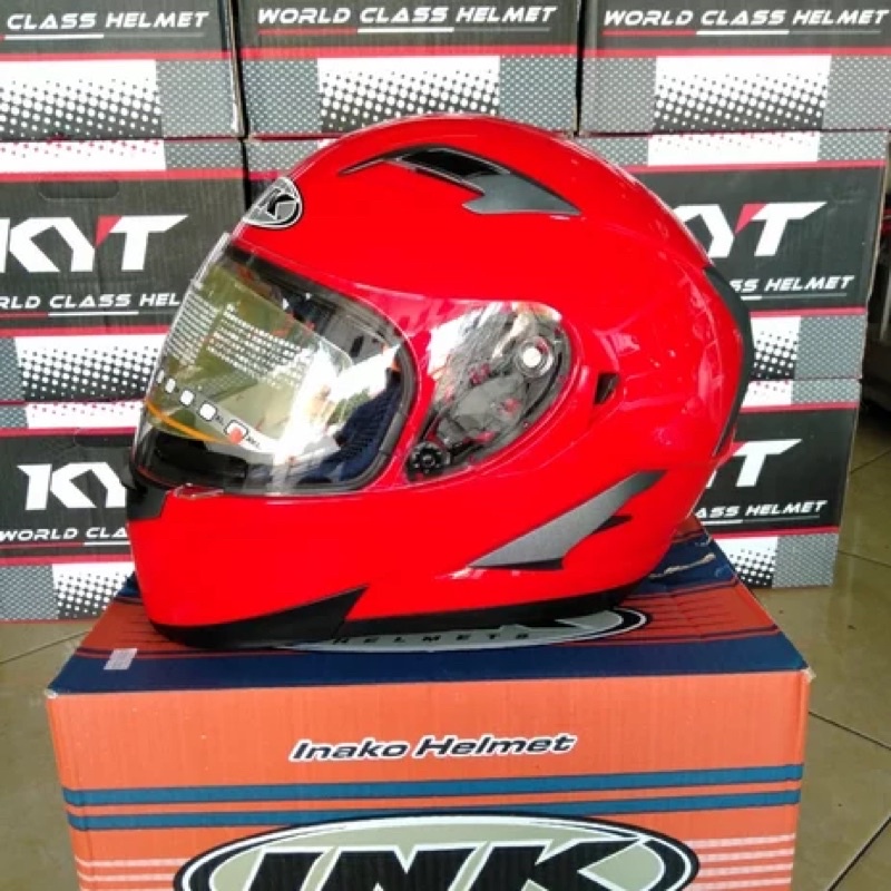Jual Helm Fullface Ink Duke solid Fire red | Shopee Indonesia