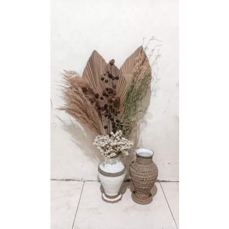 Jual paket lengkap + Vas tinggi 40cm | daun kering | bunga rustic ...