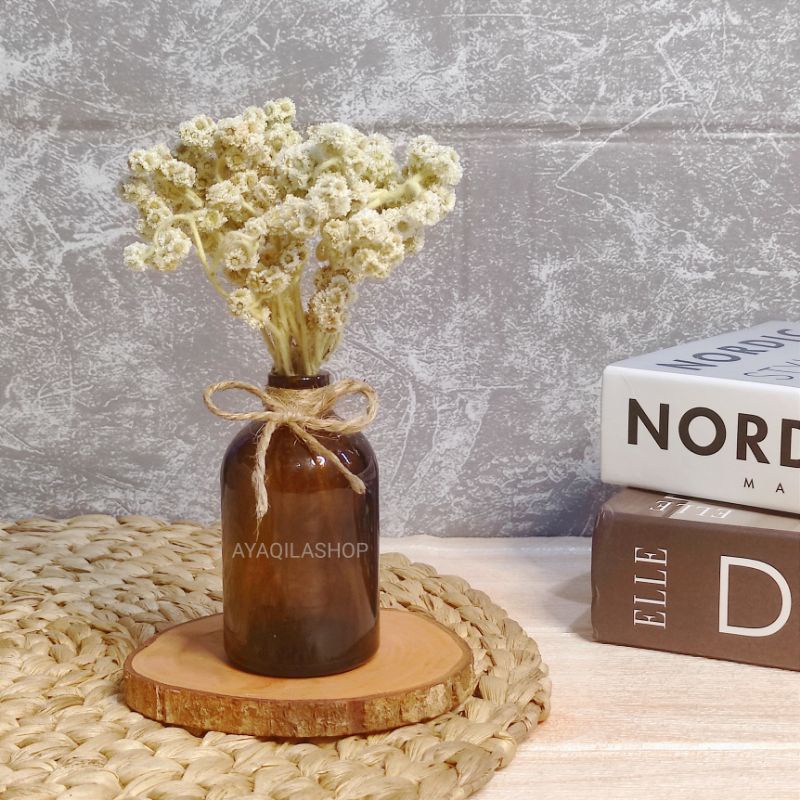 Jual 1 PAKET VAS BUNGA AESTHETIC BOTOL COKLAT 100ML BUNGA KERING ...