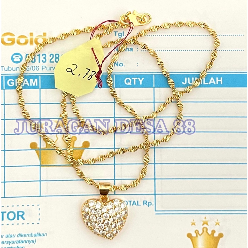 Jual Emas Mudah Murni Kadar 88,9 Kalung Lilit Liontin Love 2,78gr Tanpa ...