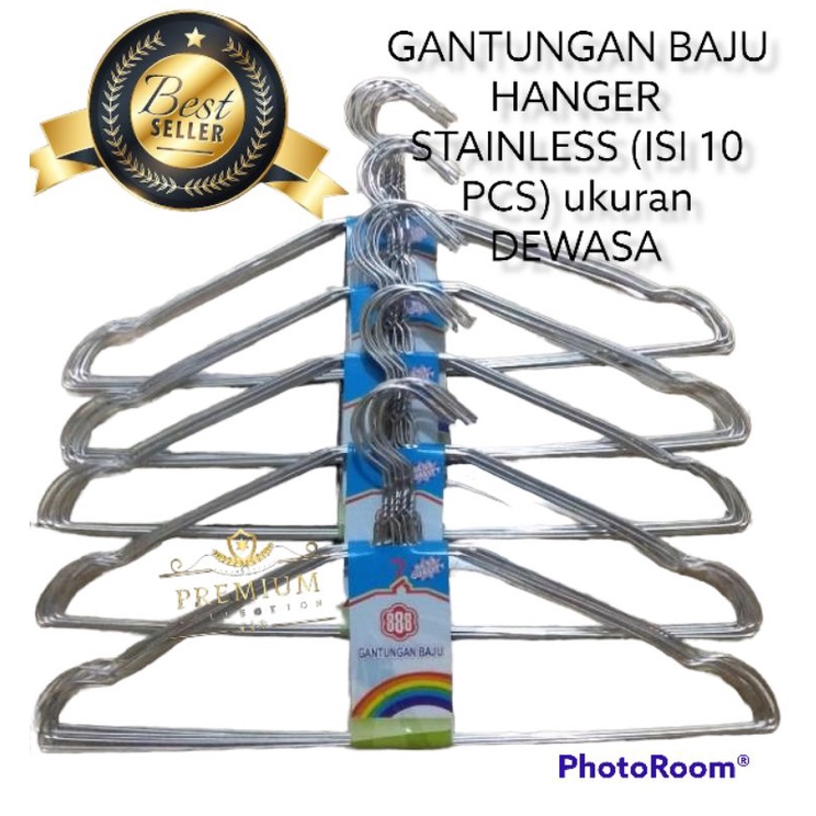 Jual termurah!!! GANTUNGAN BAJU HANGER STAINLESS (ISI 10 PCS) ukuran ...